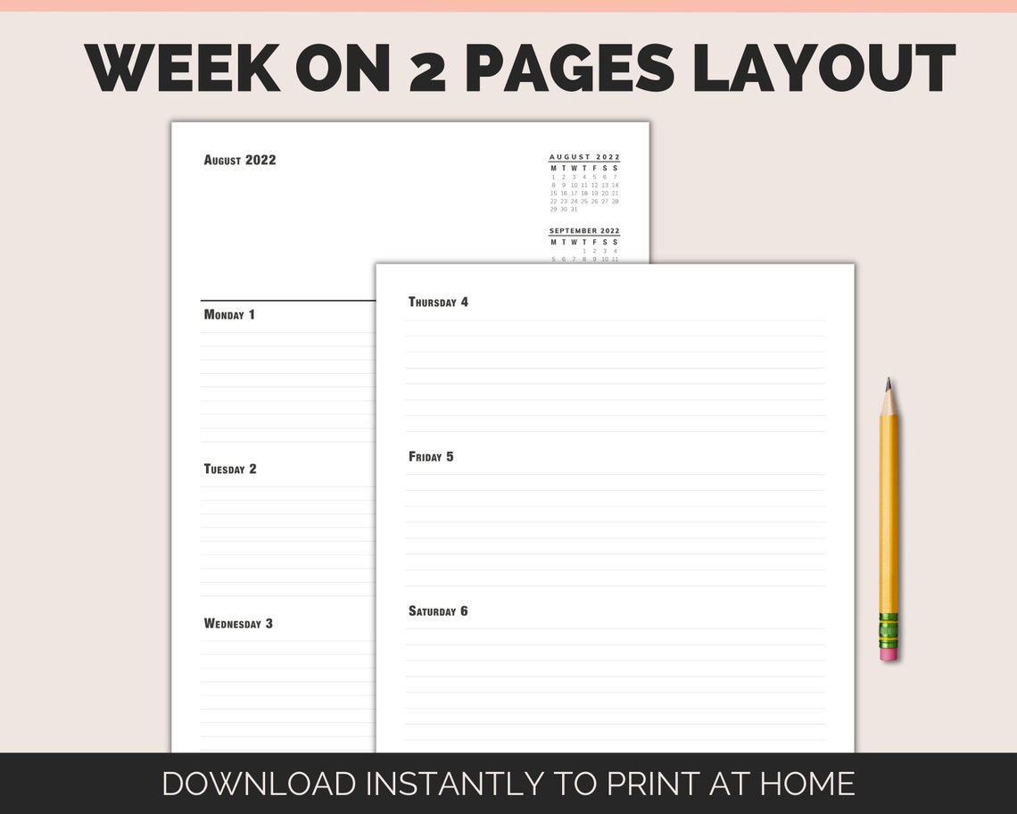 Printable Academic Planner Bundle Week to View on 2 Pages School Year ...
