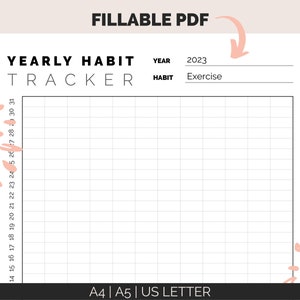 Yearly Habit Tracker Printable Template to Track Habits and Goals ...