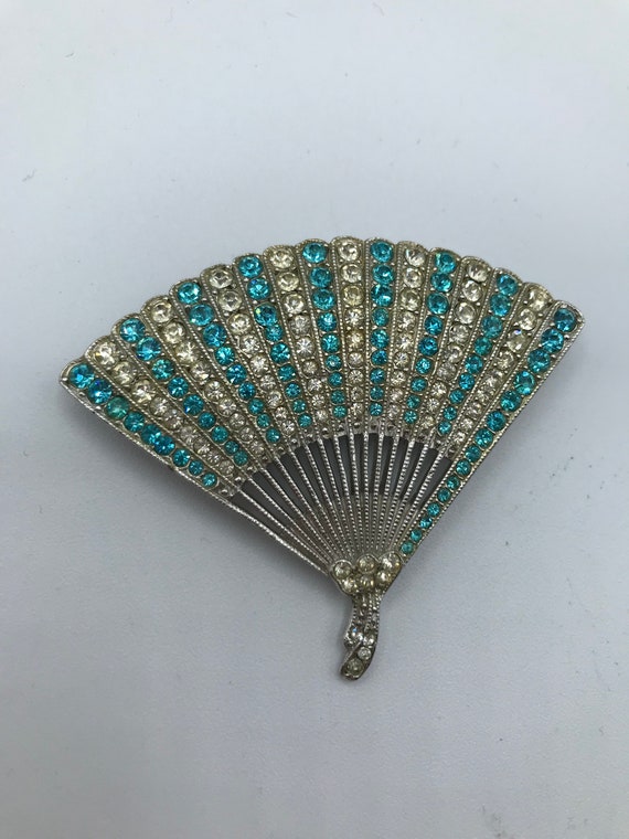 Rhinestone fan brooch vintage - Gem
