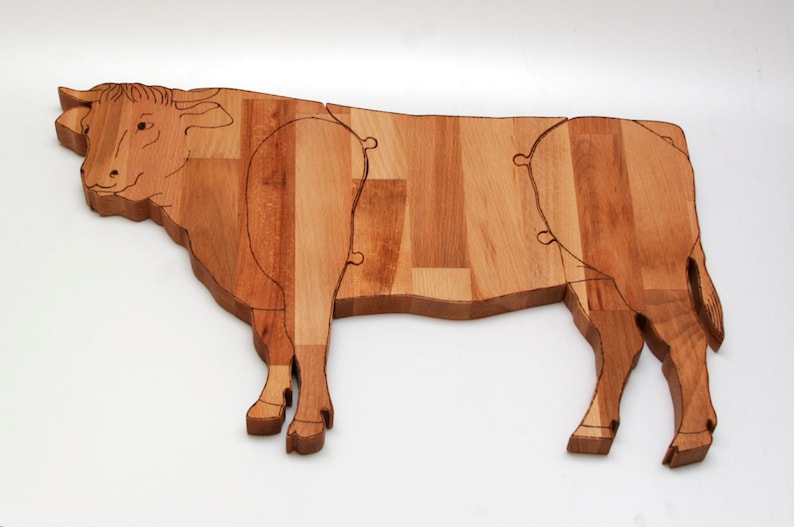 Wooden Beef Puzzle Cutting Board / Cattle Chopping Block for - Etsy