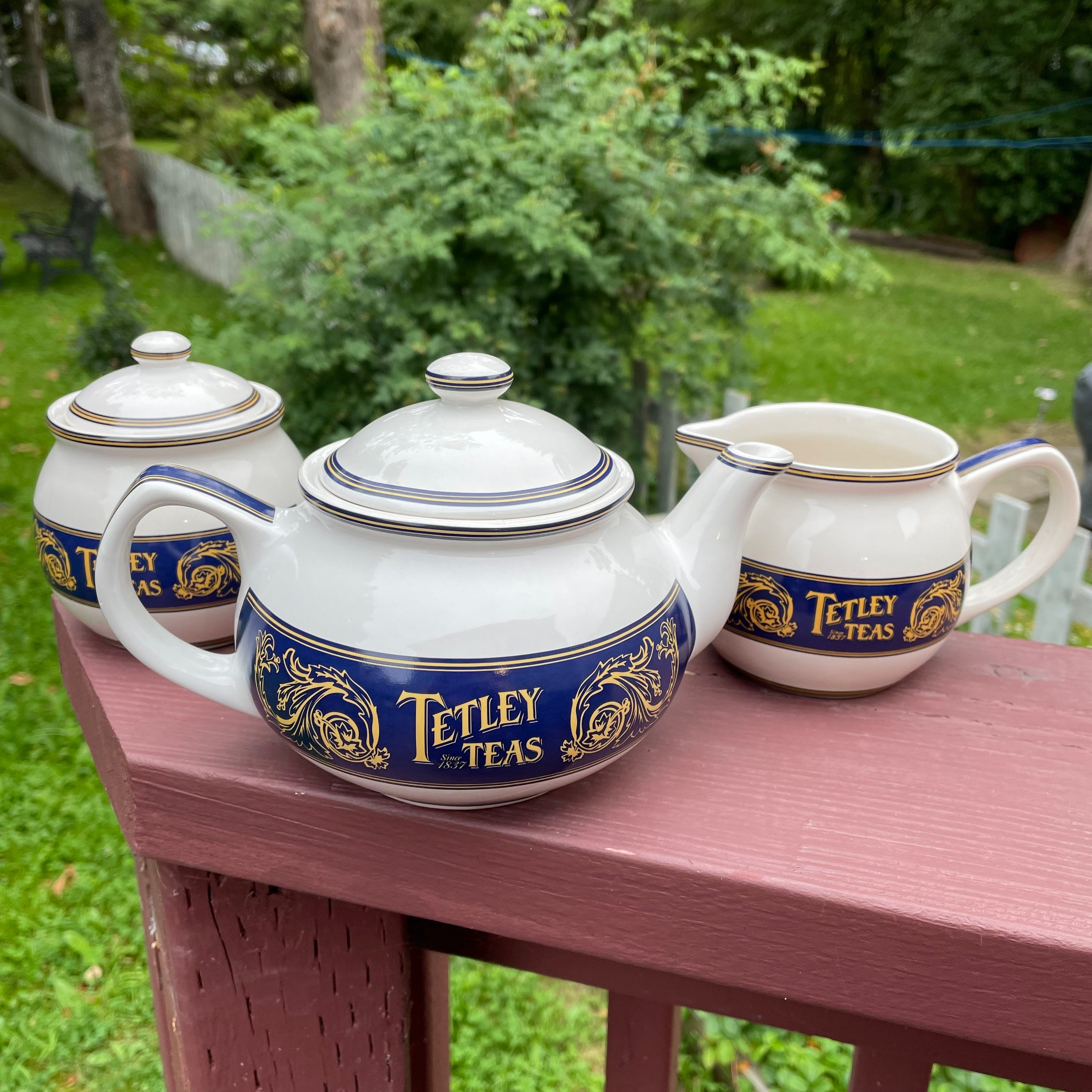 Tetley Tea Original Classic Navy & Gold Creamer and Sugar - Etsy Canada