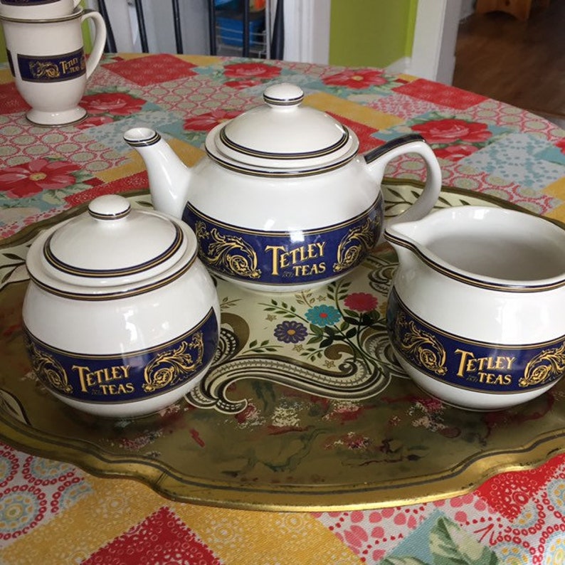Tetley Tea Original Classic Navy & Gold Creamer and Sugar - Etsy Canada