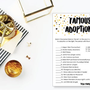 Famous Adoptions. Adoption Baby Shower Game. Instant Download ...