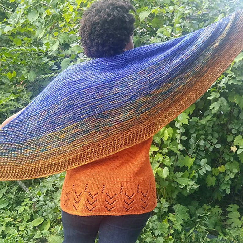 Luna Fade Tunisian Crochet Shawl Pattern, DK Yarn Wrap for Advanced ...