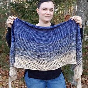 Luna Fade Tunisian Crochet Shawl Pattern, DK Yarn Wrap for Advanced ...
