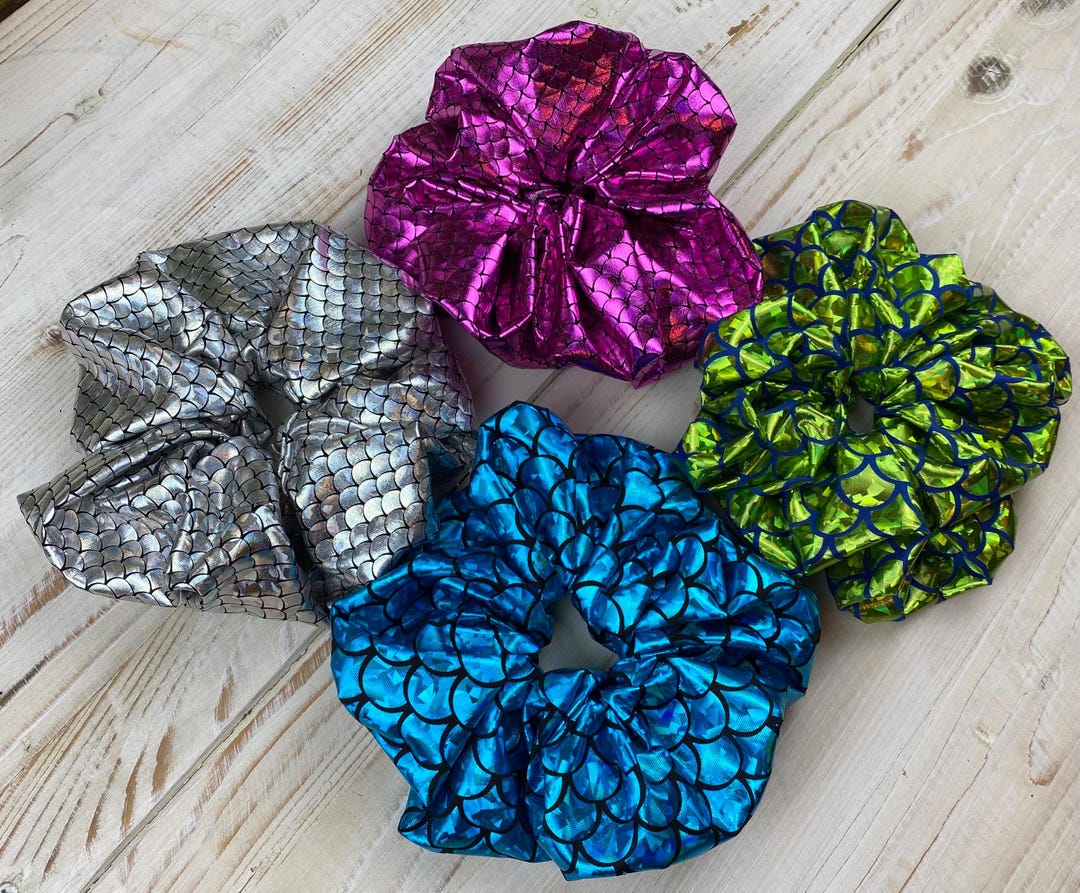 Iridescent Scrunchie | Mermaid Scales Hair Accessory | Festival Hair ...
