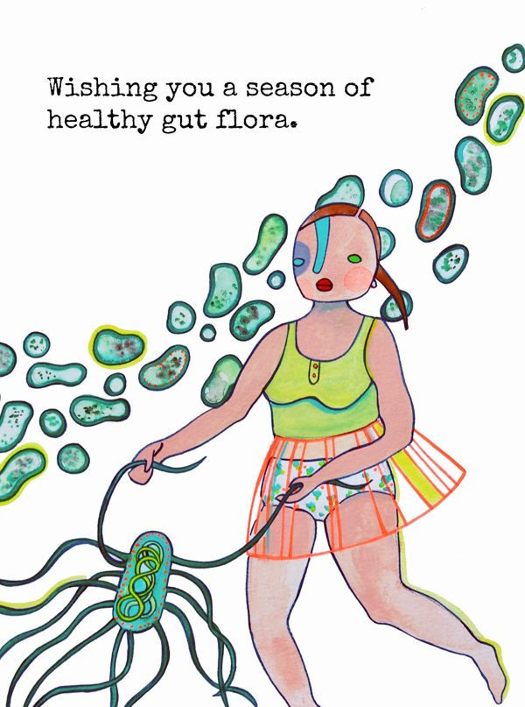 Gut Bacteria Greeting Card Wishing You a Season of Healthy - Etsy