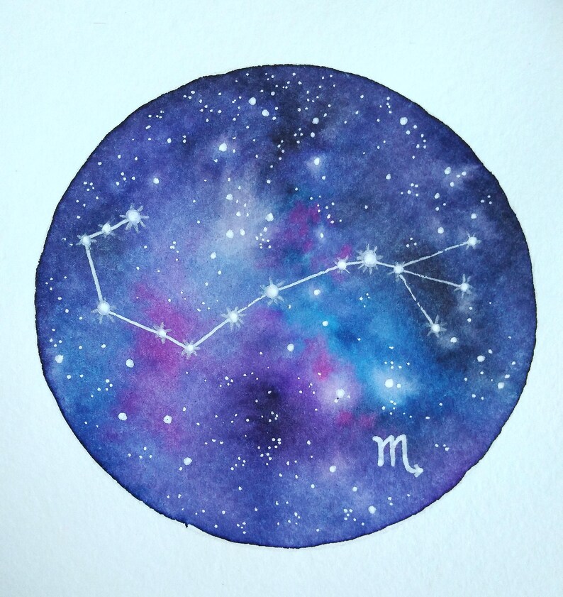 Original Constellation Watercolor Painting Scorpio Zodiac Constellation ...