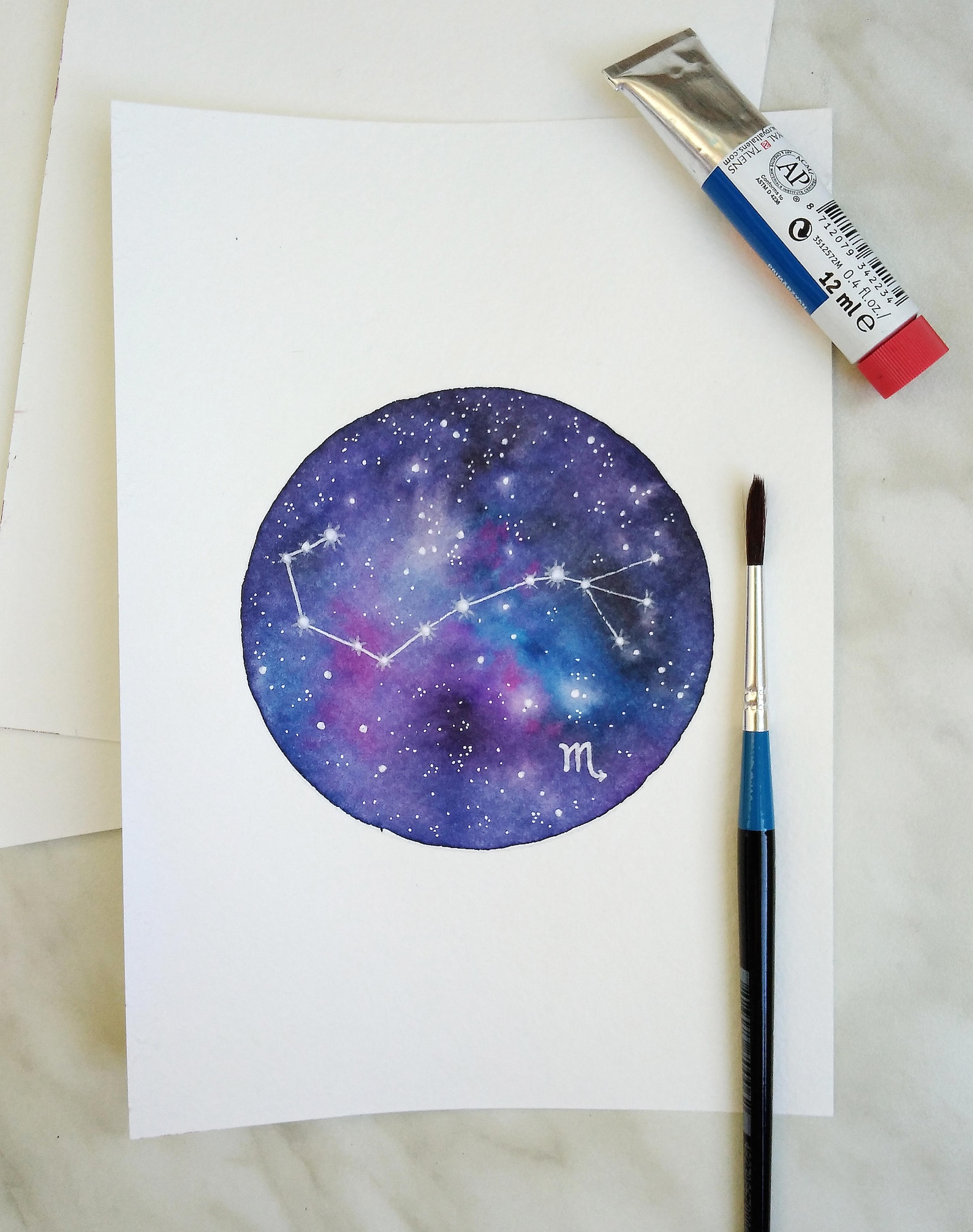 Original Constellation Watercolor Painting Scorpio Zodiac Constellation ...