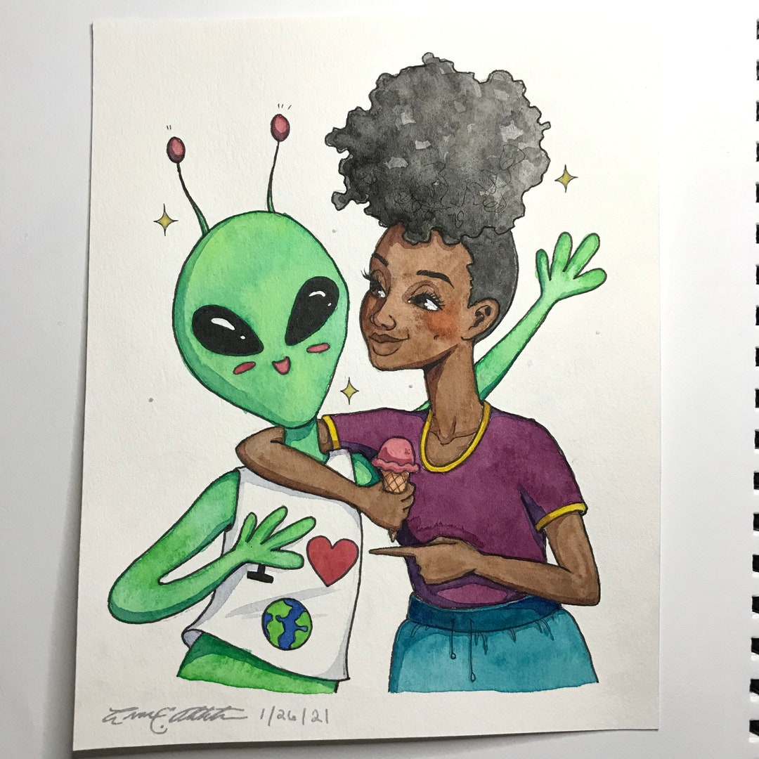 Me and Bestie - Original Watercolor Painting on Paper, Small Painting ...