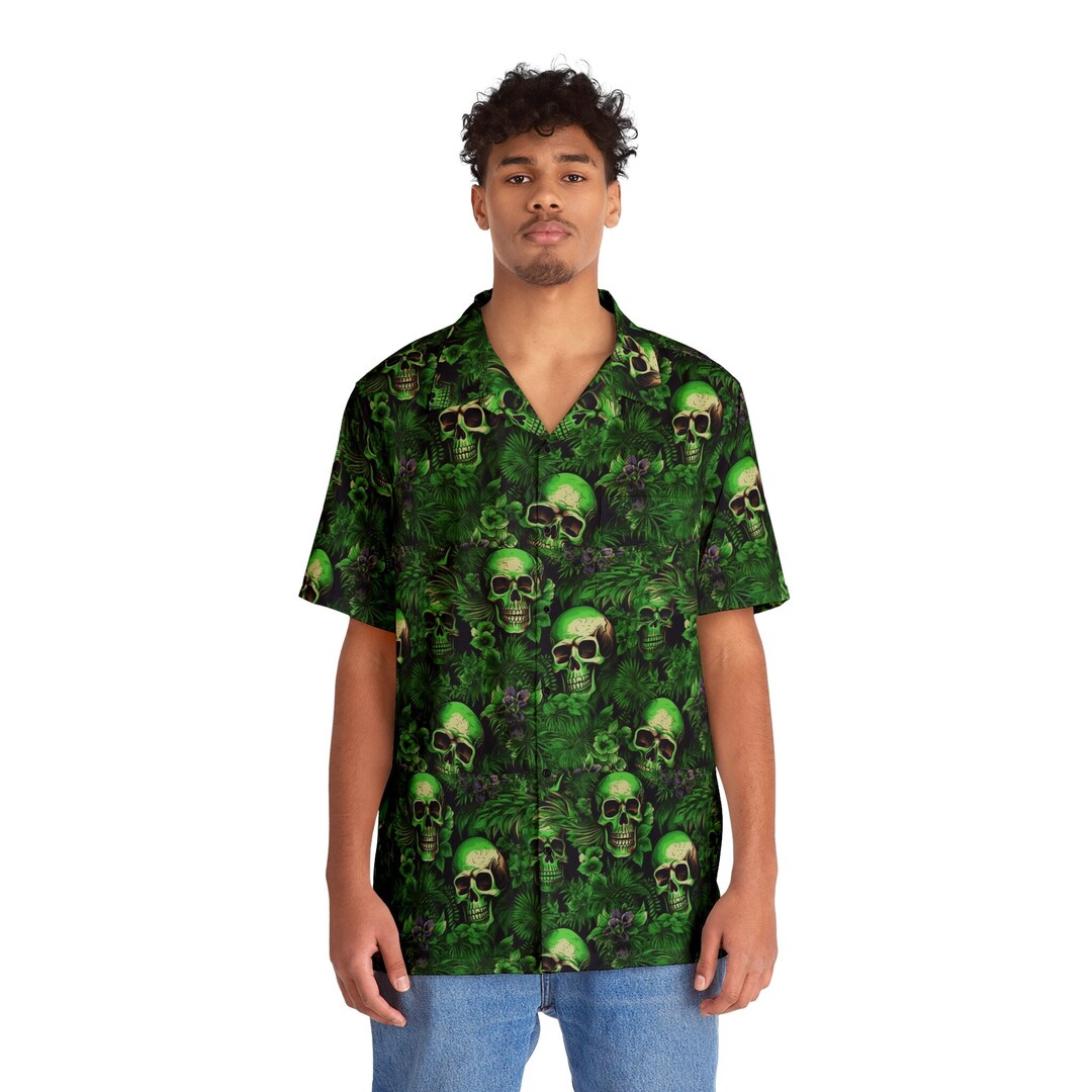 Goth Hawaiian Skull Shirt: Button-down Vacation Wear Unique Gothic ...