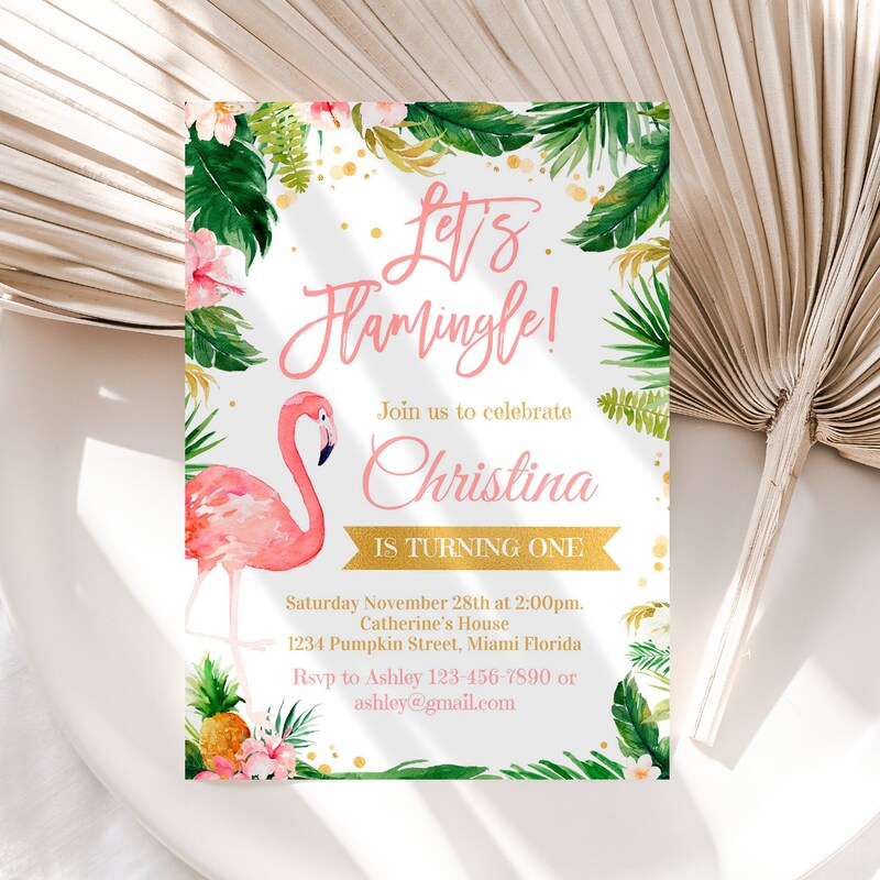 Flamingo Invitation - Etsy