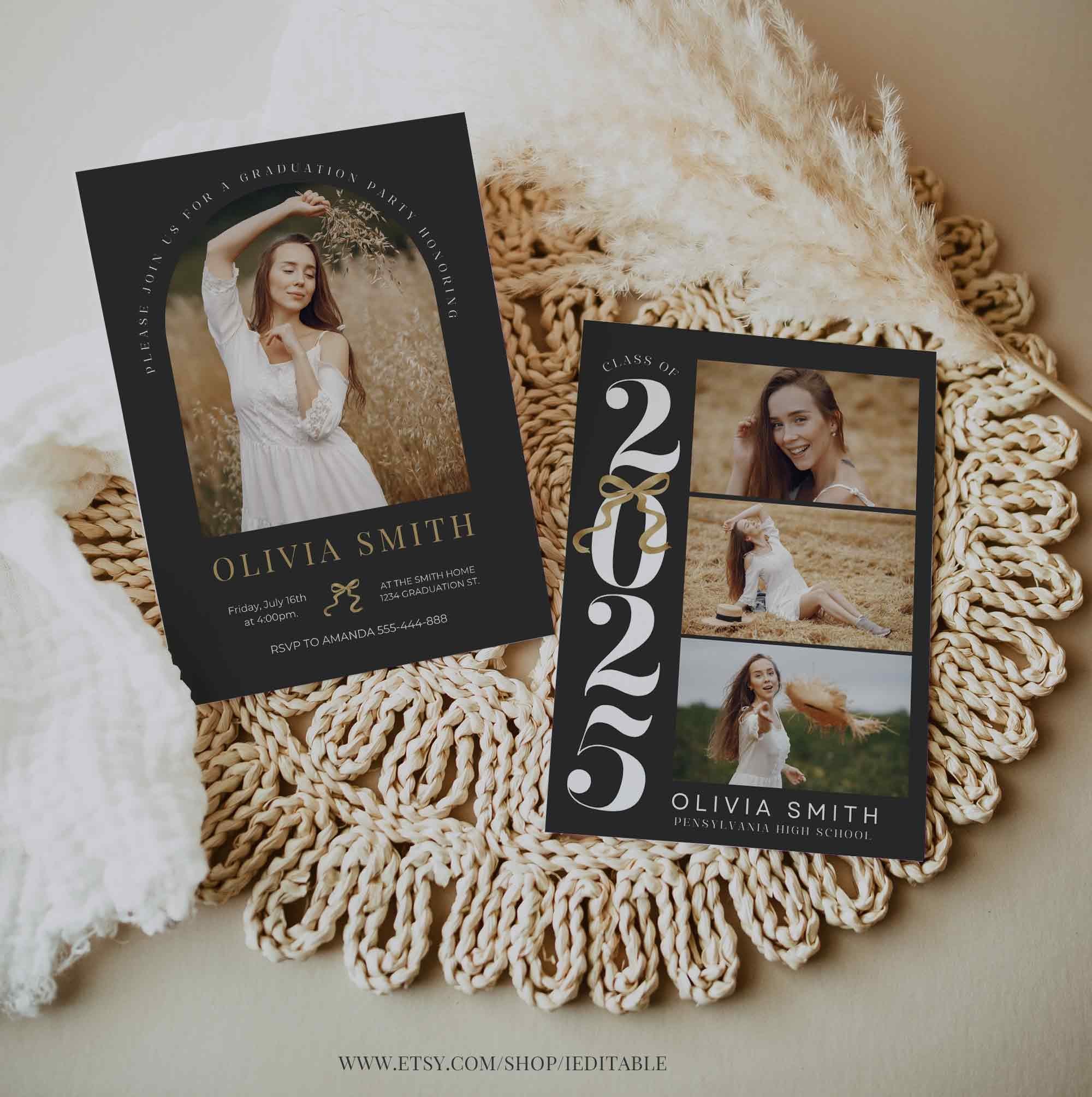 Class of 2025 Graduation Announcement Editable Canva Template Senior ...