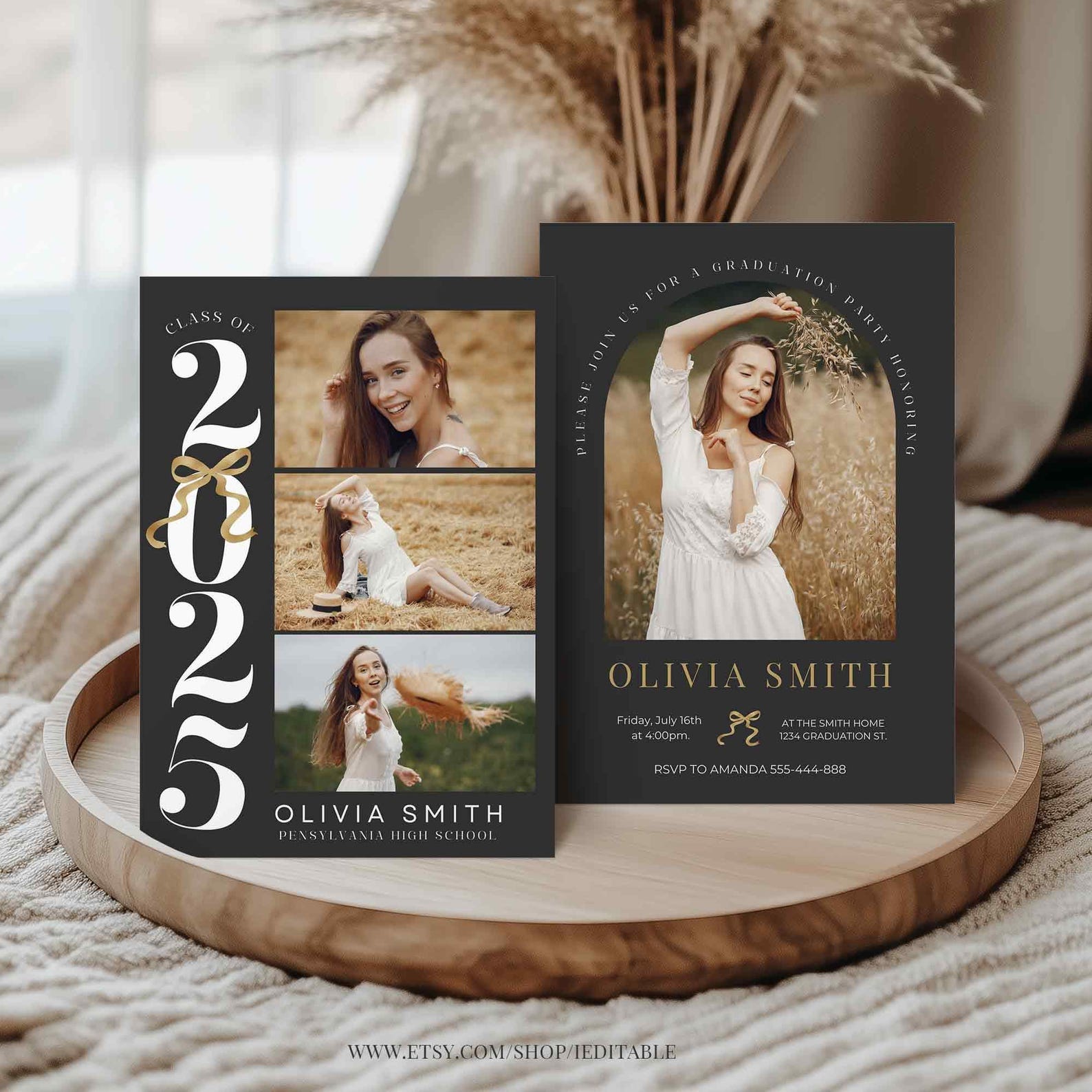 Class of 2025 Graduation Announcement Editable Canva Template Senior ...