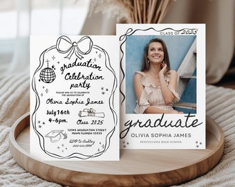 Class of 2025 Graduation Announcement Editable Canva Template Senior ...