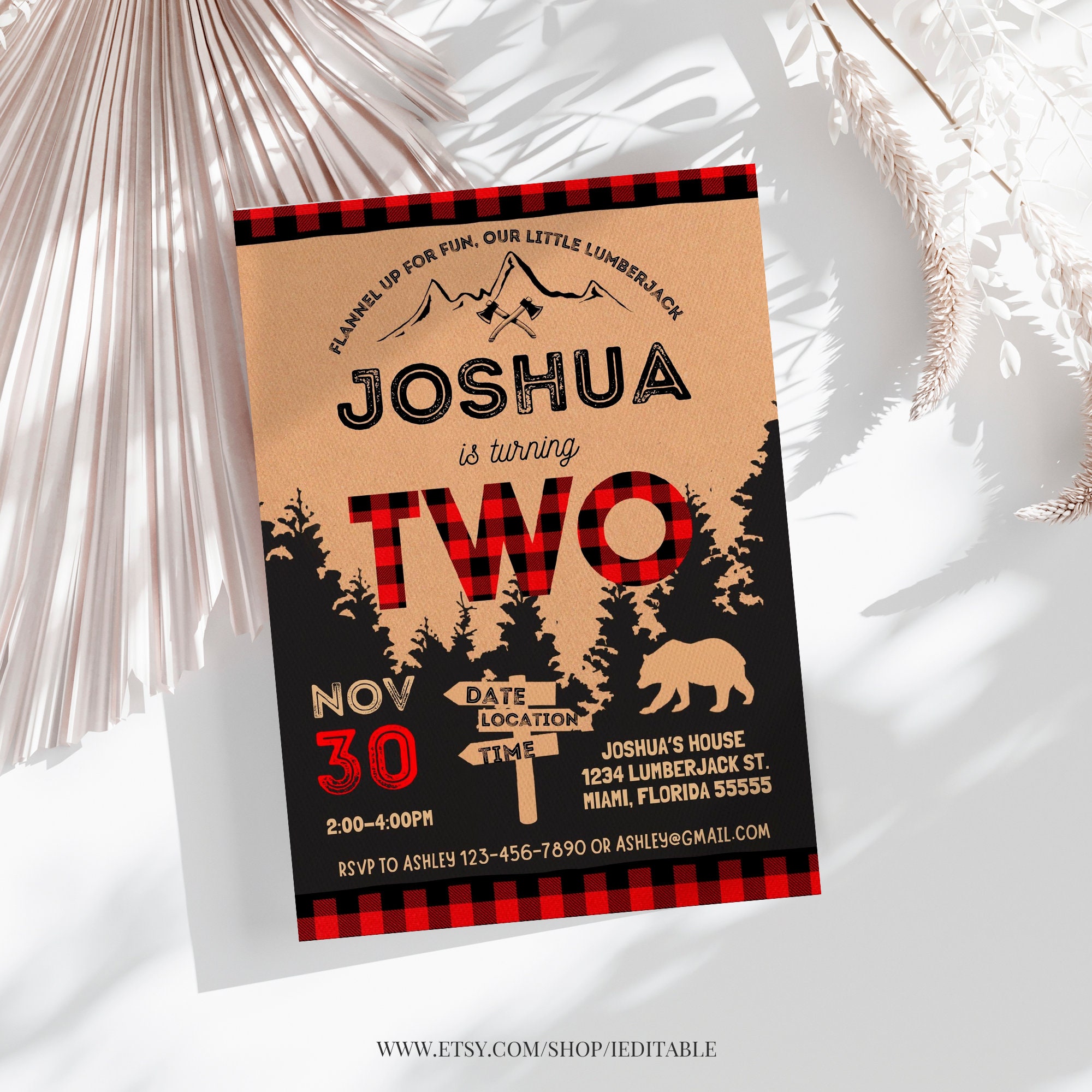 LUMBERJACK INVITATION Editable Lumberjack Birthday Invitr Lumber Jack ...