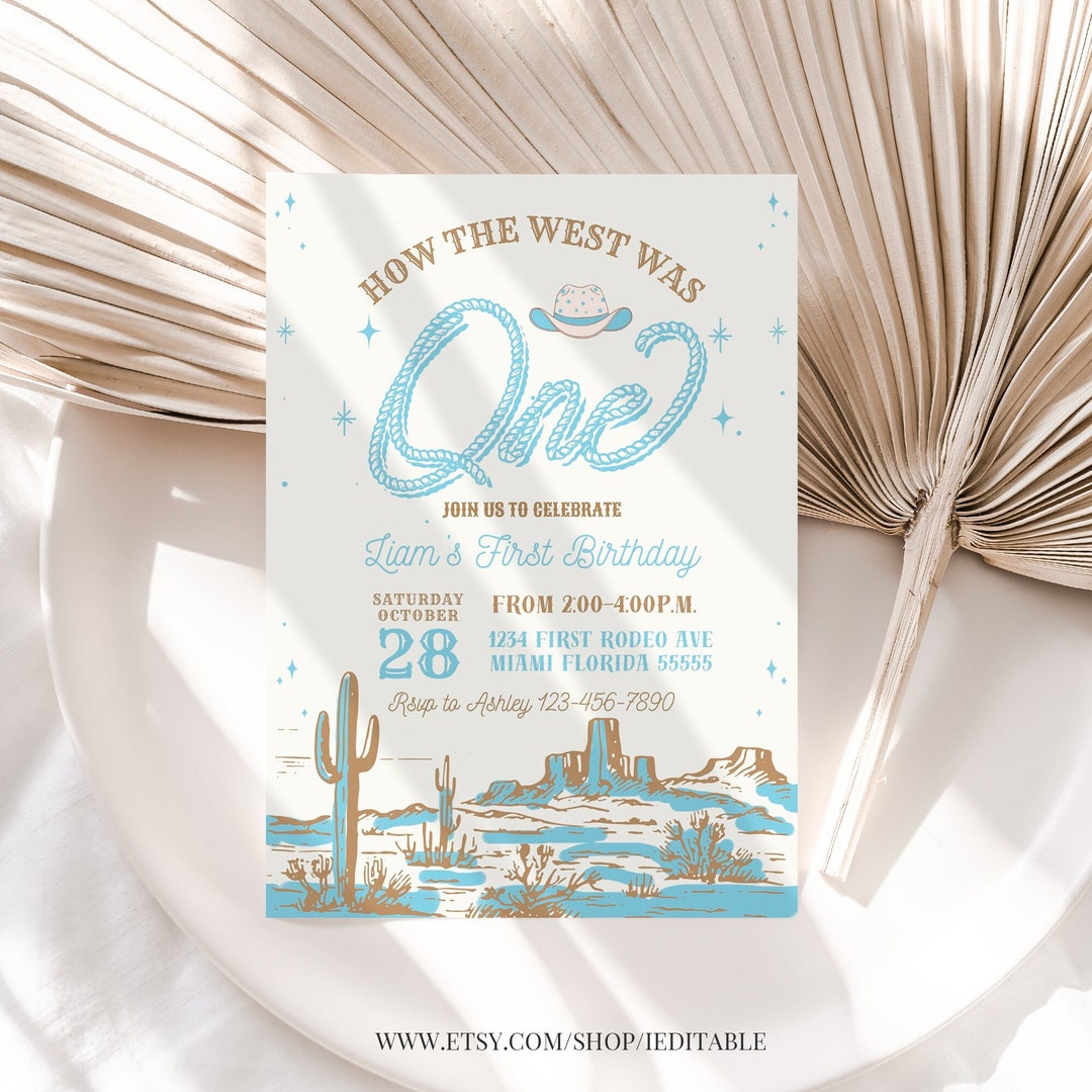 First Rodeo Birthday Invitation Editable 1st Rodeo Invite Boy Cowboy ...