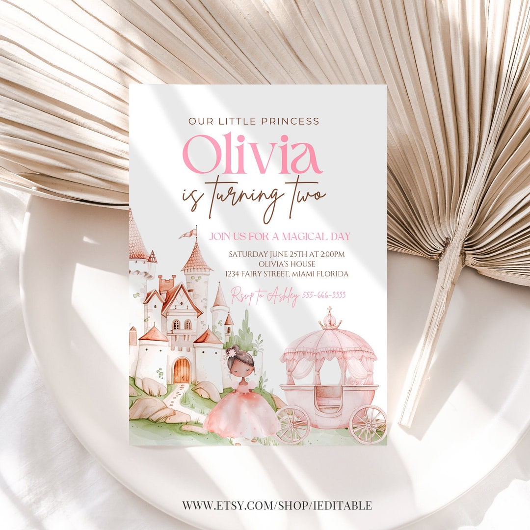 Princess Birthday Invitation Editable Princess Invite Castle Royal Once ...