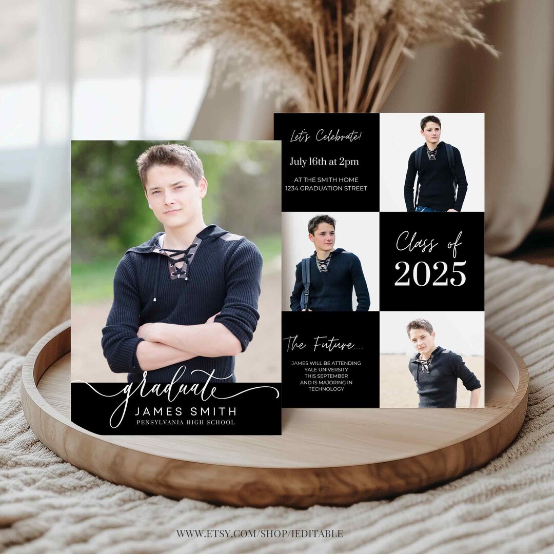 Class of 2025 Editable Graduation Invitation Announcement Grad Party ...