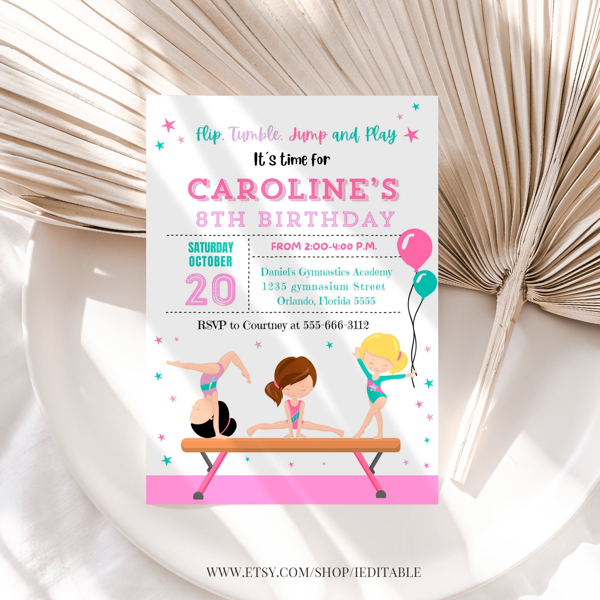 Gymnastic Birthday Invitation Templates