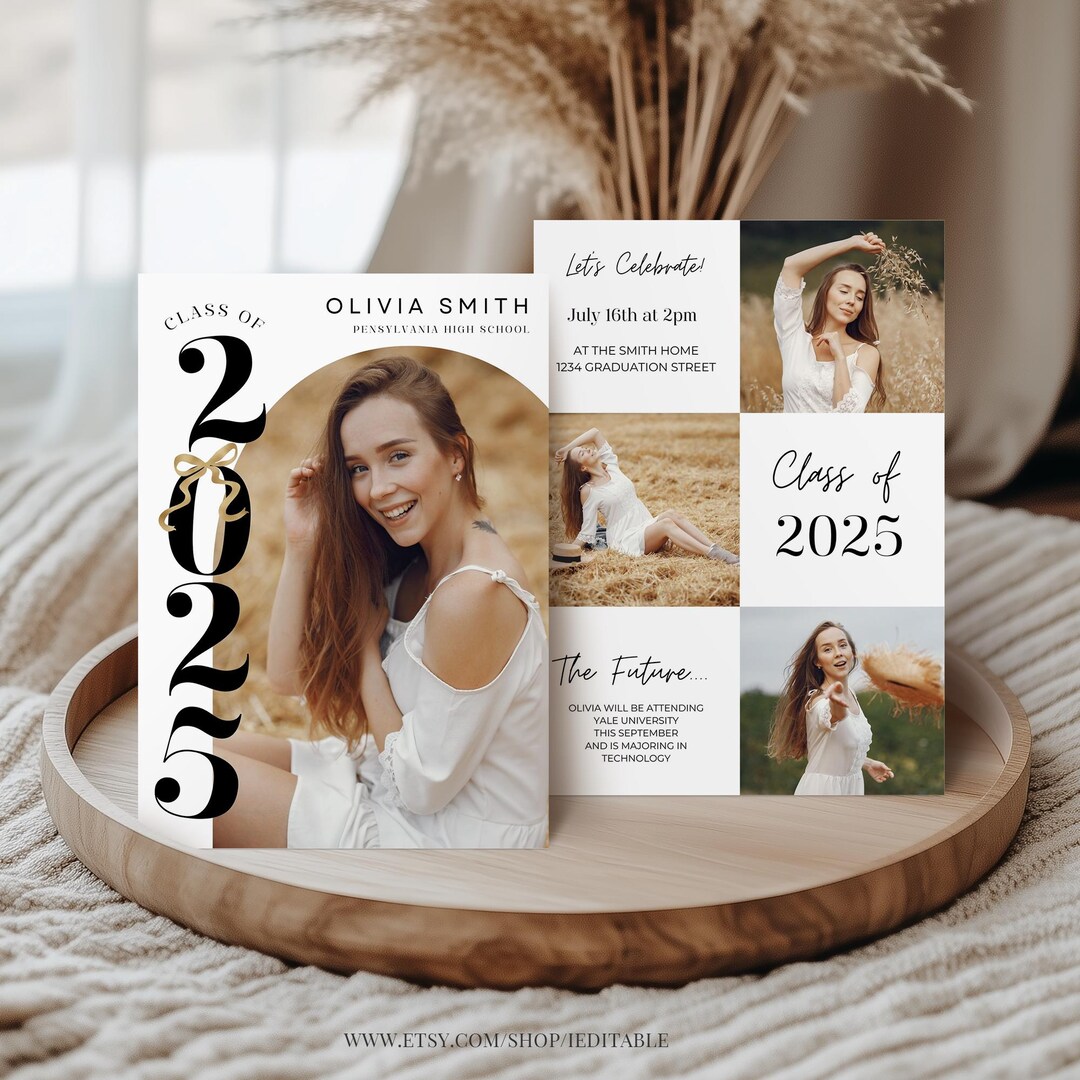Class of 2025 Graduation Announcement Editable Canva Template Senior ...