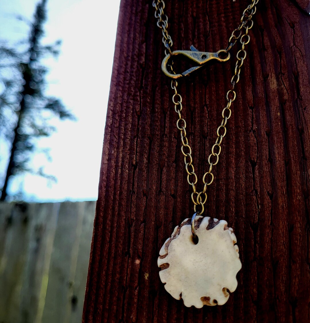 Antler Slice Pendant Necklace Chain Antler Necklace Unisex Antler ...
