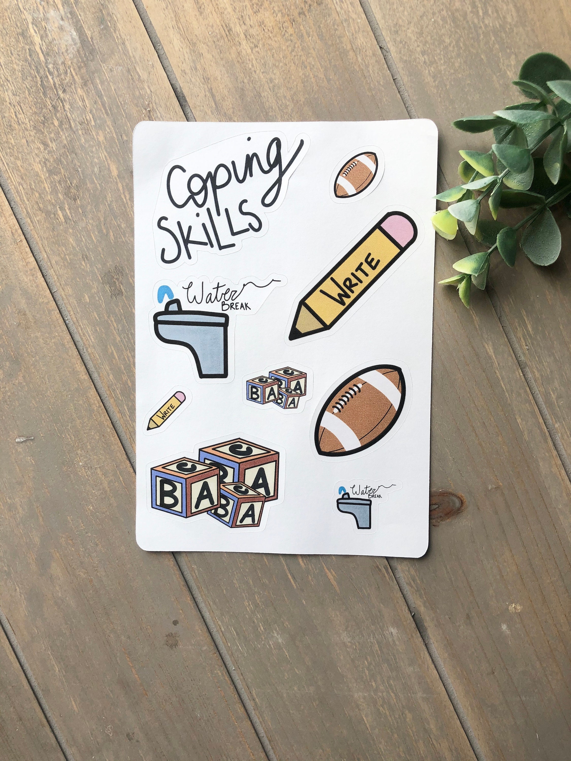 Coping Skills Sticker Sheet Water Break Building Playing | Etsy