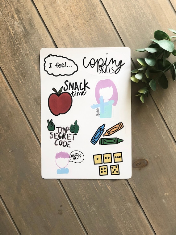 Coping Skills Sticker Sheet Stretch Snack Code Signal | Etsy