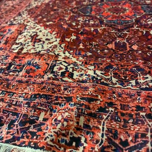 Red Persian Rug Print Fabric – 1 Yard | Rich Oriental Carpet Pattern ...