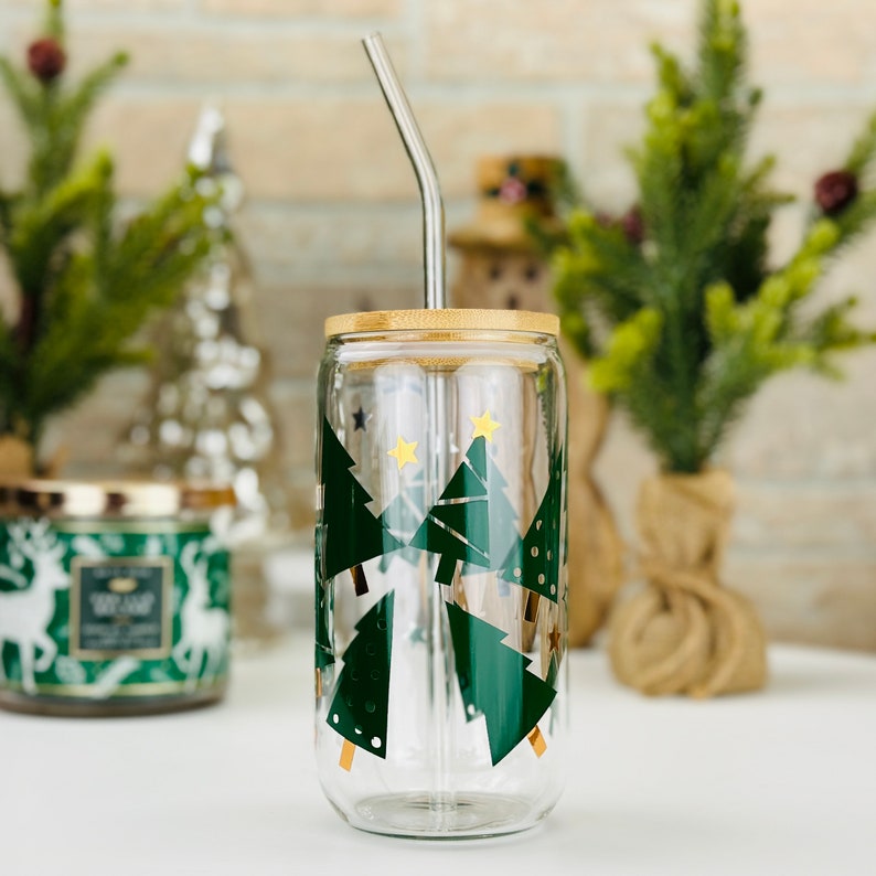 Personalized Christmas Tree Glass Cup Libbey Christmas - Etsy