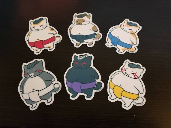 Sumeow Stickers Sumo Kitties Meow Chubby Cats Vinyl Sticker - Etsy