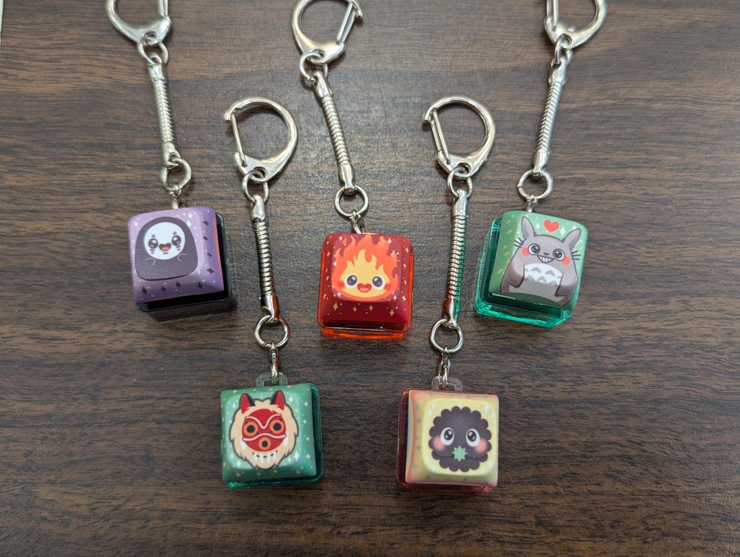 Cute Studio Keycap Clickers Fidget Keychain, Keyboard Caps Calcifer ...