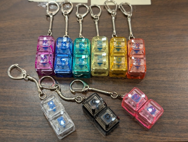 Double and Quad Clear Keycap Clickers - Fidget Keychain, Light up Focus ...