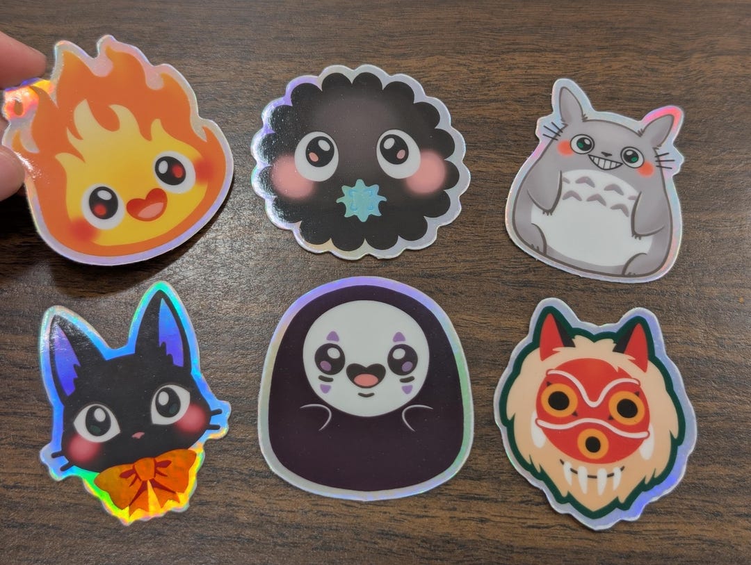 Cute Studio Holographic Vinyl Sticker (2.5") - Jiji Kitty, Mononoke ...