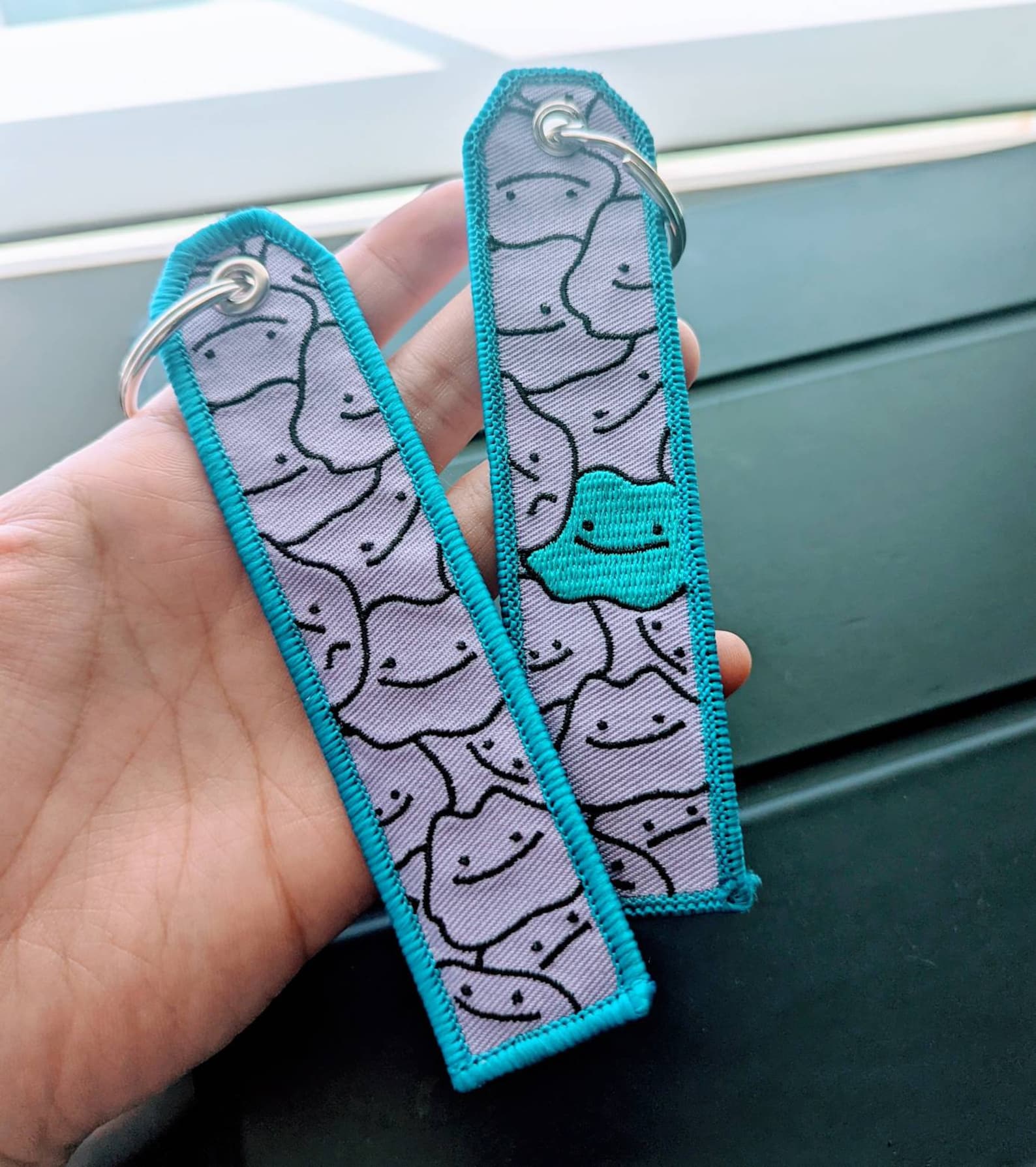 Happy Blob Embroidered Tag Keychain Jet Tag Keyring Purple - Etsy