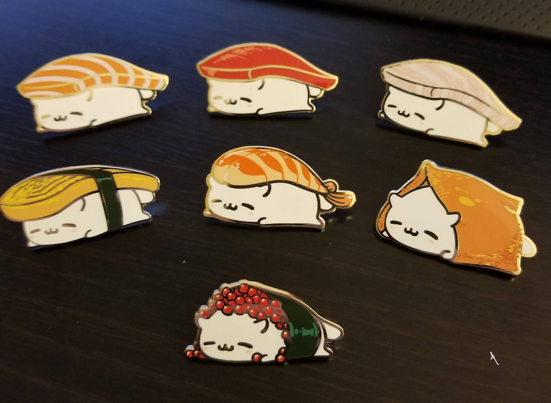 Sushi Cat Mewchi Hard Enamel Pin - Rice Kitty Nigiri 1.25"~1.5" - Etsy