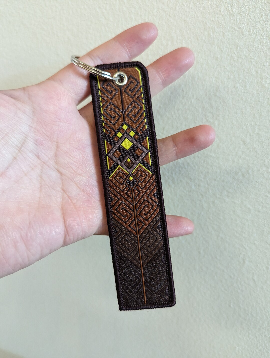 Zhongli Pillar Woven Tag Keychain - Embroidered Jet Tag Keyring - Etsy