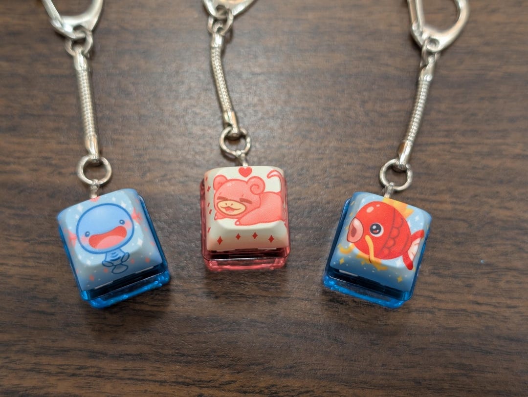 Cute Creature Keycap Clickers - Fidget Keychain, Keyboard Caps Water ...
