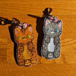 Cute Cat Embroidered Tag Keychain - Kawaii Neko Jet Tags ( Calico ...