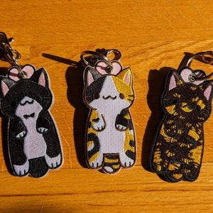 Cute Cat Embroidered Tag Keychain - Kawaii Neko Jet Tags ( Calico ...