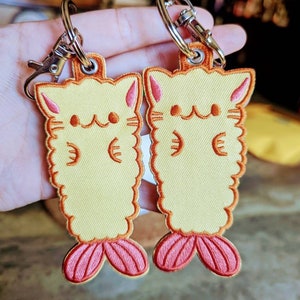 Cute Cat Embroidered Tag Keychain - Kawaii Neko Jet Tags (tamago ...