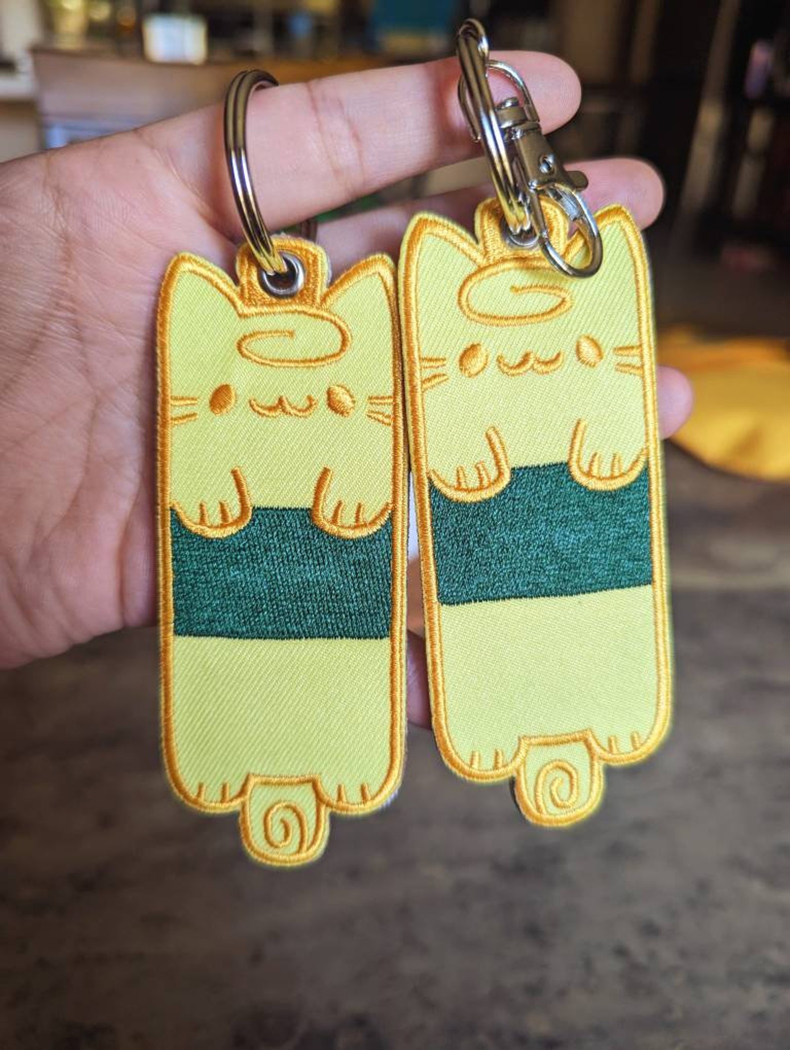 Cute Cat Embroidered Tag Keychain Kawaii Neko Jet Tags - Etsy