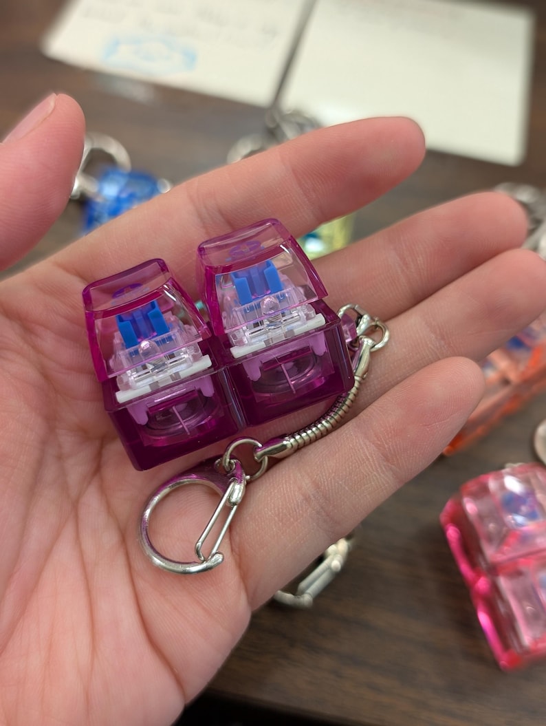 Double and Quad Clear Keycap Clickers - Fidget Keychain, Light up Focus ...