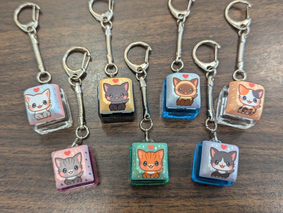 Cute Cat Keycap Clickers - Fidget Keychain, Kitty Accessories - Etsy