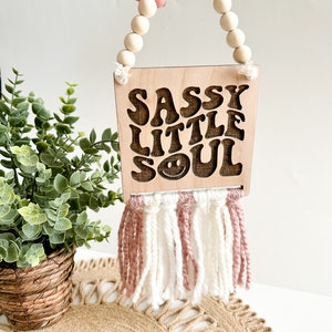 Engraved Nursery Sign | Boho Wall Decor | Macrame Wooden Sign| Cute ...