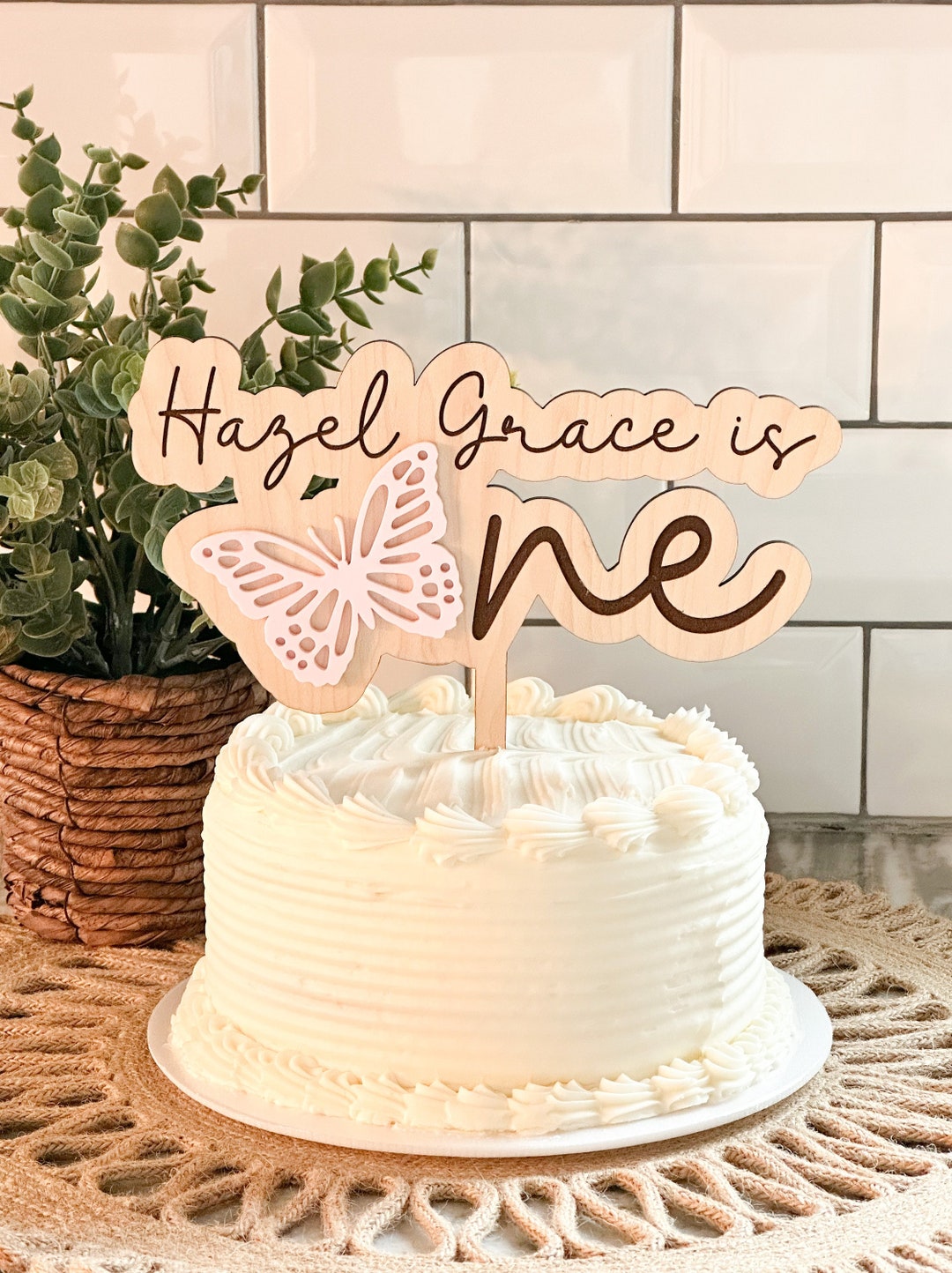 Butterfly Cake Topper, Butterfly Theme Party Decor, Wooden 3D Cake ...