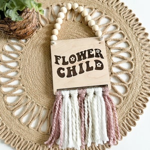 Engraved Nursery Sign | Boho Wall Decor | Macrame Wooden Sign| Cute ...