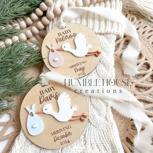Stork Baby Announcement Ornament, Personalized Stork Ornament, New Baby ...