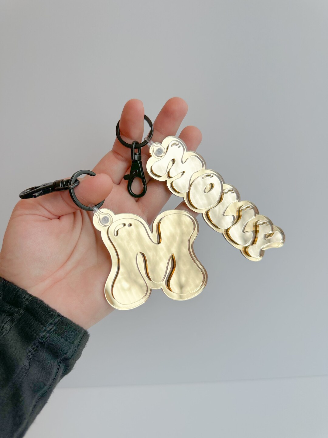 Bubble Letter Keychain, Acrylic Mirror Keychain, Bubble Keychain ...