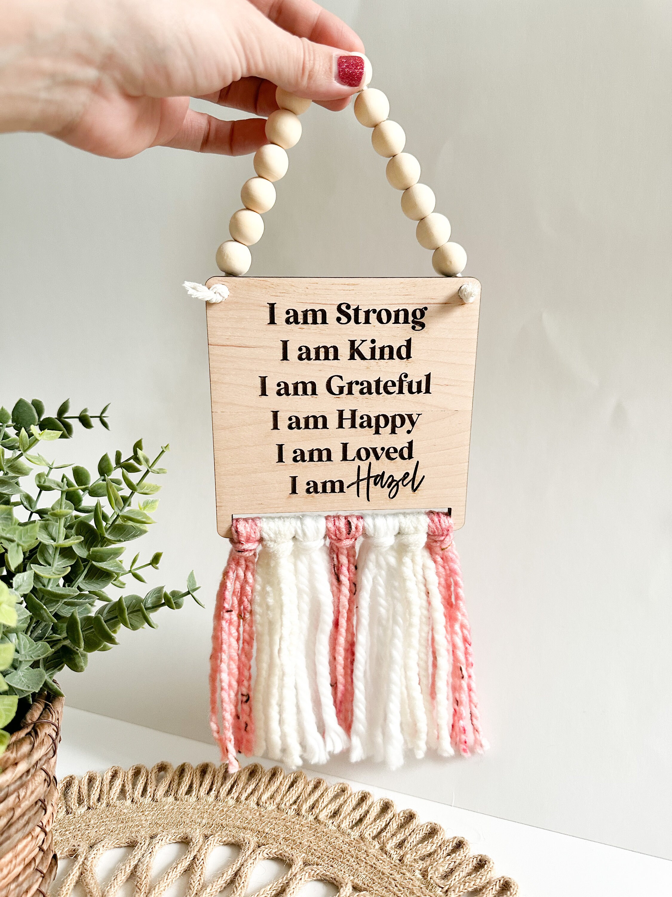 Personalized Engraved Nursery Sign | Boho Affirmation Wall Decor ...